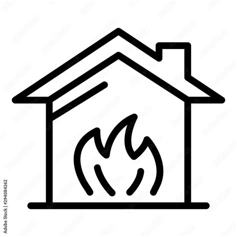 House And Fire Icon Outline House And Fire Vector Icon For Web Design Isolated On White