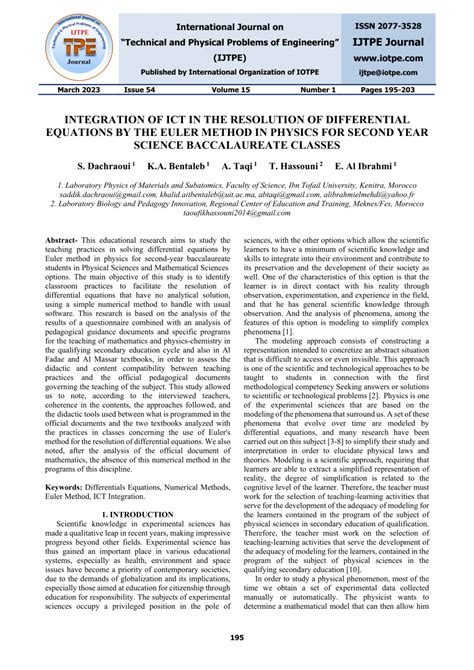 Pdf Ijtpe Journal Integration Of Ict In The Resolution Of
