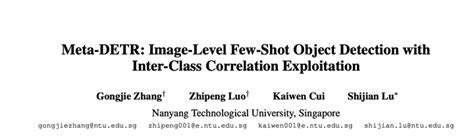 【小样本目标检测】meta Detr Image Level Few Shot Object Detection With Inter