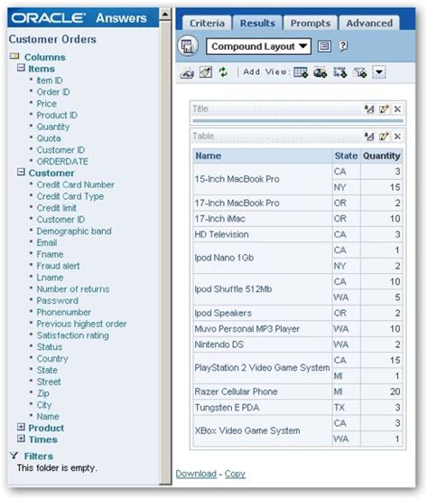 Creating Pivot Table Specific Filters In Oracle Bi Answers