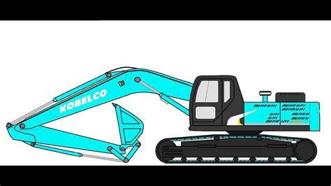 วาดรูปรถขุดสวยๆ แบ็คโฮ Sk 200 Kobelco Drawing A Excavator Youtube