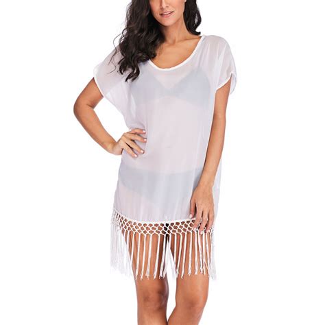 Lelinta Women Chiffon Tassel Bohemian Swim Cover Ups Bikini Tunic