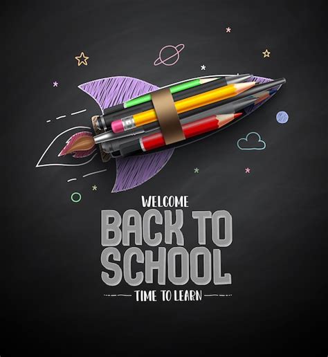 Premium Vector Welcome Back To School Vector Design Rocket Ship