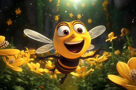 Premium Photo Cartoon Character Bee In An Animated Setting