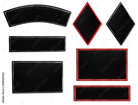 Isolated Photo Of Blank Biker Cloth Patches In Different Shapes On
