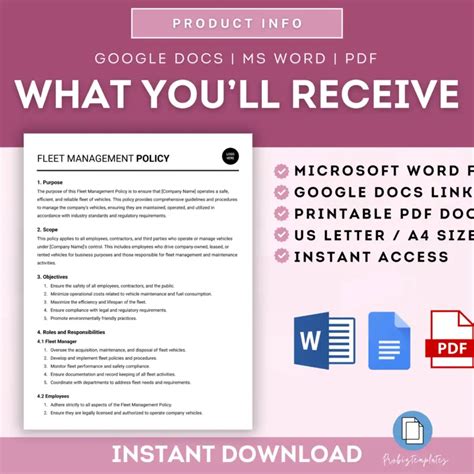 Fleet Management Policy Template Probiztemplates