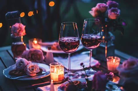 Romantic Dinner For Two Premium Ai Generated Image