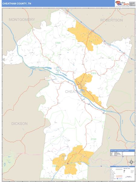 Cheatham County Tennessee Zip Code Wall Map