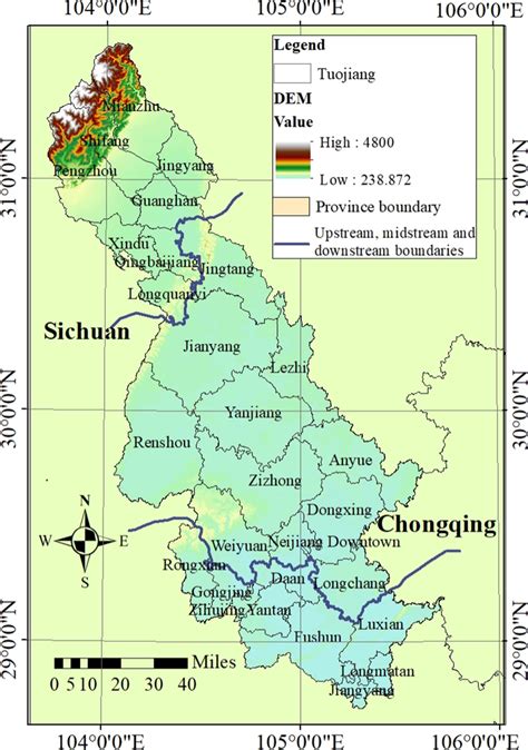 Spatial Geographical Map Of Tuojiang River Watershed Download