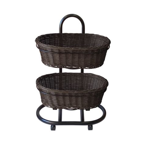 2 Oval Polywicker Basket Set Fresh Produce Displays