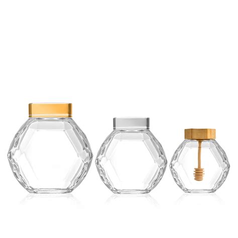 200ml 410ml 760ml Hexagon Glass Honey Jars Packafill
