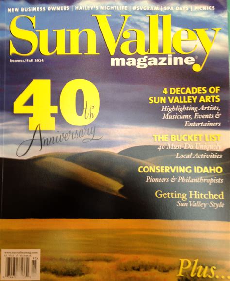 Carl Rowe Makes Cover Of Sun Valley Magazine 40th Anniversary Edition