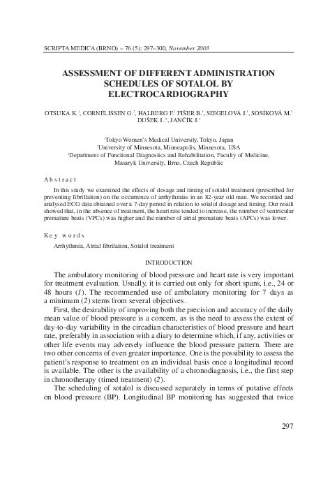 Pdf Assessment Of Different Administration Schedules Of Sotalol By