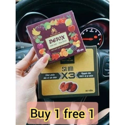 Chính Hãng Giảm Cân Detox đông Y Slim X3 Mua 1 Hộp Tặng 1 Hộp Detox