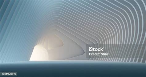 3d 렌더링 콘크리트 건설 빛이 돌파하는 측면에 구멍이 있는 긴 복도 인테리어 일러스트레이션 건설 산업에 대한 스톡 사진 및