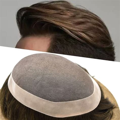 Fine Mono Mens Toupee Human Hair System Monofilament With Npu Mens Hair