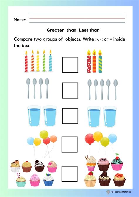 Greater Than Less Than Kindergarten Worksheets Printable Word Searches