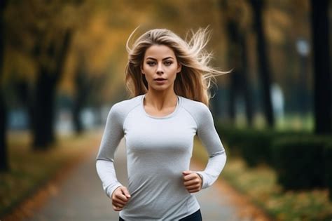 Premium Photo Young Attractive Fitness Girl Jogging