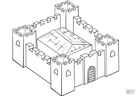 Fortified Castle Coloring Page Free Printable Coloring Pages