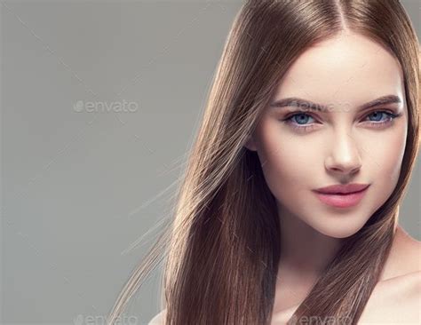Beautiful Hair Smooth Long Brunette Beauty Woman Healthy Hairstyle