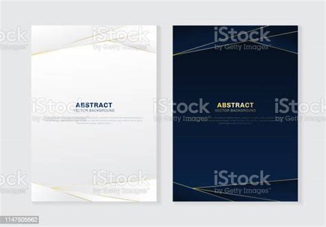 브로셔 템플릿 헤더 및 바닥글 다각형 패턴 골든 라인 어두운 파란색과 흰색 배경에 고급 스타일 레터 헤드 포스터 배너 웹 인쇄물