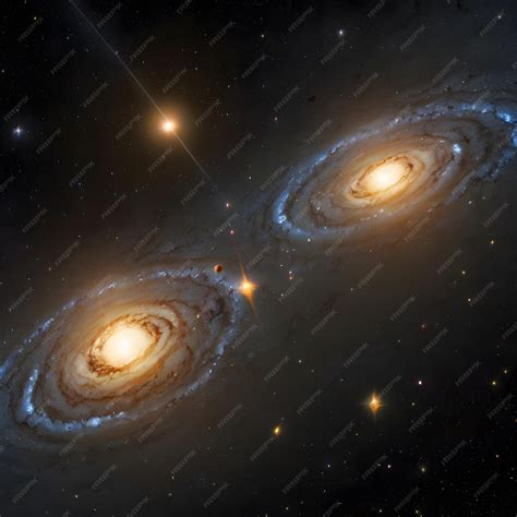 A Closeup Of A Binary Star System With Two Stars Orbiting Each Other In