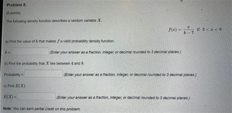Solved 6 Points The Following Density Function Describes A