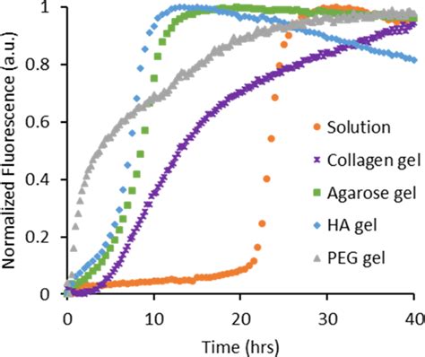 Tht Aβ Aggregation Kinetics In Solution And Four Hydrogels Tht Binding Download Scientific