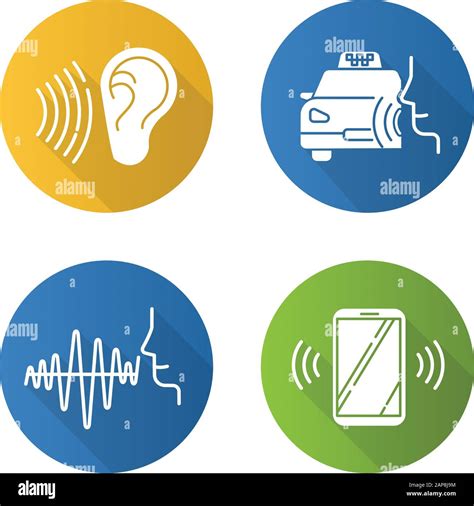Speech Recognizing Flat Design Long Shadow Glyph Icons Set Voice Control Idea Soundwave Voice