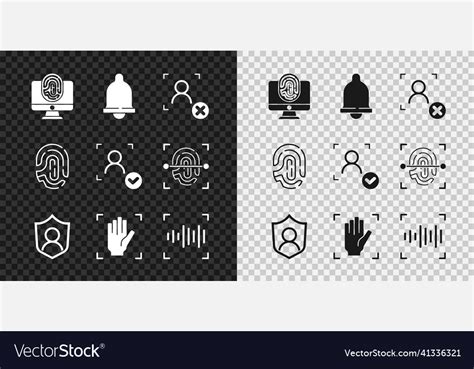 Set Monitor With Fingerprint Motion Sensor Vector Image