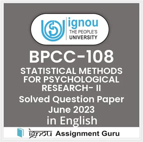 BPCC STATISTICAL METHODS FOR PSYCHOLOGICAL RESEARCH II In English Solved Question Paper