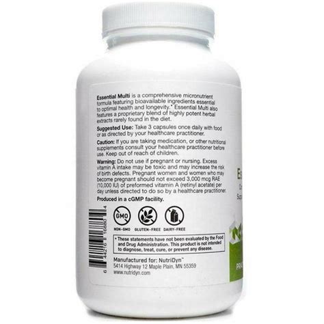Essential Multi Without Iron By Nutri Dyn 180 Capsules Clinical Nutrition Centers