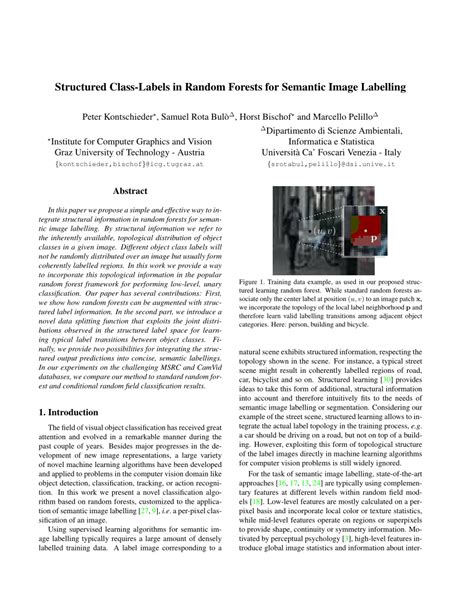 Pdf Structured Class Labels In Random Forests For Semantic Image