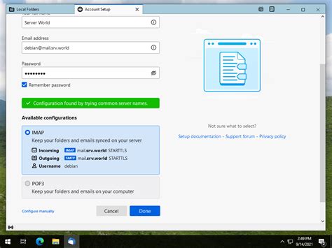Debian Bullseye Email Client Setting Server World