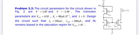 Solved Problem The Circuit Parameters For The Circuit Chegg Com