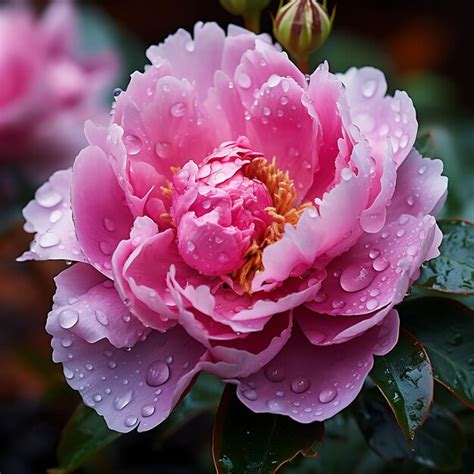 Premium Photo Raindrops On A Vibrant Pink Peony Saturated Colors And
