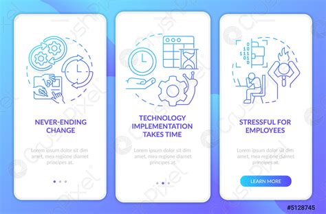 Digital Transformation Cons Blue Gradient Onboarding Mobile App Screen Stock Vector 5128745