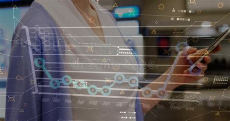 Animation Of Graph Circuit Board Pattern Midsection Of Caucasian