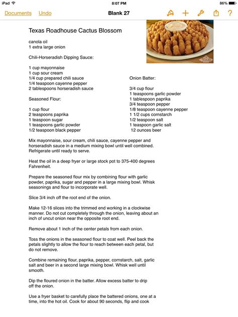 Cactus Blossom Texas Roadhouse Nutrition At Lorenzo Marrs Blog