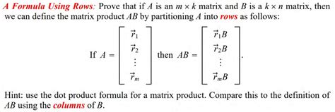 Solved A Formula Using Rows Prove That If A Is An Mk Chegg