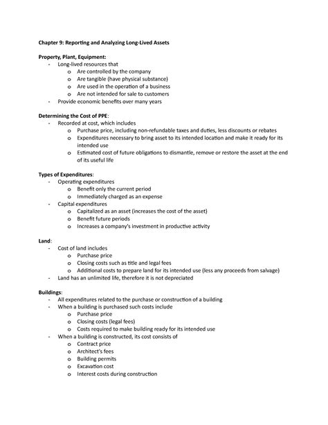Chapter 9 Reporting And Analyzing Long Lived Assets Chapter 9