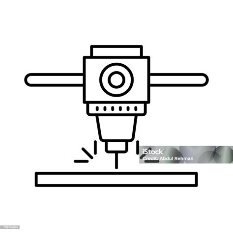 드릴링 Cnc 라인 벡터 아이콘 쉽게 수정 아이콘에 대한 스톡 벡터 아트 및 기타 이미지 아이콘 빻기 Cnc 장치 Istock