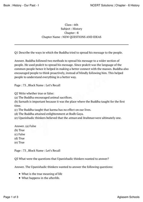 Ncert Solutions 2025 Class 6 History Chapter 6 New Questions And Ideas
