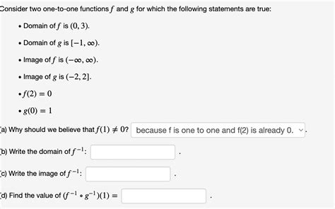 Solved Consider Two One To One Functions F And G For Which Chegg