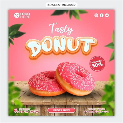 Premium Psd Tasty Donut Social Media Promotion Square Banner Template