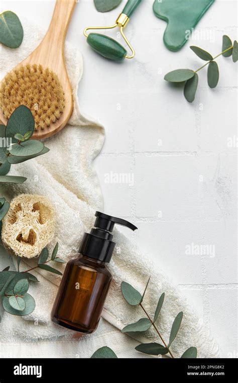 Spa Treatment Concept Natural Spa Cosmetics Products With Eucalyptus