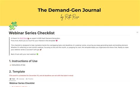 Webinar Series Checklist Template Notion Marketplace
