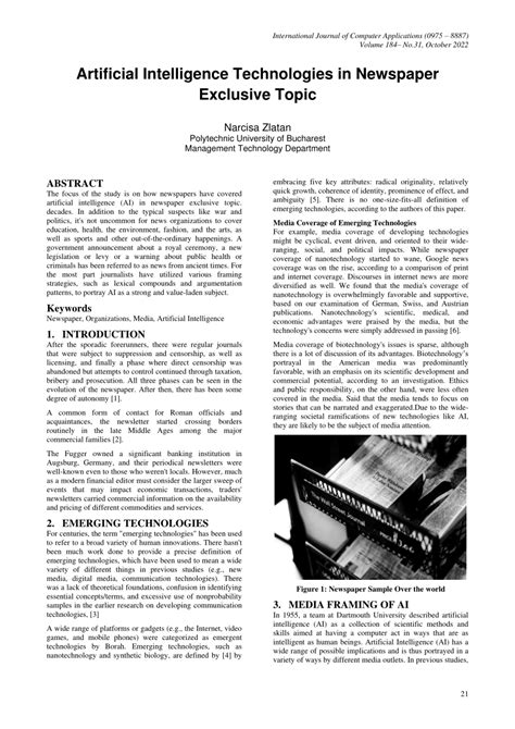 PDF Artificial Intelligence Technologies In Newspaper Exclusive Topic