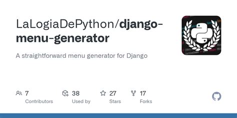 Github Lalogiadepython Django Menu Generator A Straightforward Menu Generator For Django