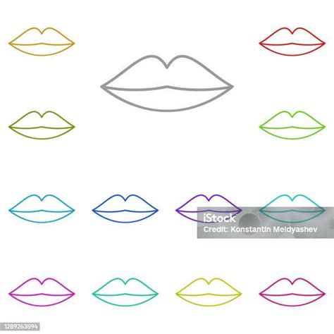 입술 멀티 컬러 아이콘 간단한 얇은 라인 Ui와 Ux 웹 사이트 또는 모바일 응용 프로그램에 대한 뷰티 아이콘의 윤곽 벡터 0명에 대한 스톡 벡터 아트 및 기타 이미지